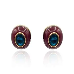 MICHAEL NASH JEWELRY Resin Pierced Earrings With Sapphire Glass Stone - Blue/brown