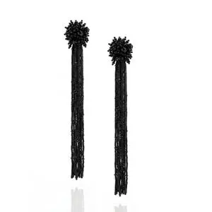 JAREDJAMIN Serafina Beaded Clip-on Earrings - Black