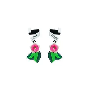 GISSA BICALHO Ribbon And Flower Acrylic Earrings - Pink
