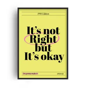 FANCLUB It's Not Right Positive Retro Music Giclée Art Print - Yellow