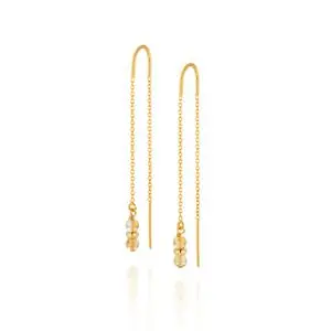 NELLOU JEWELLERY Gold Plated Sterling Silver Citrine Threader Earrings - Gold/yellow