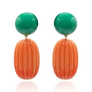 MICHAEL NASH JEWELRY Arabella Jade And Coral Resin Pierced Earrings - Orange/green