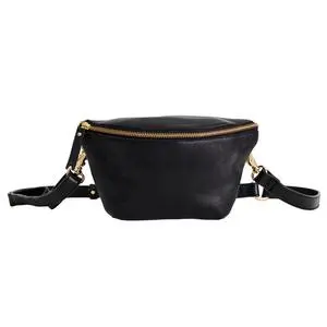 VIDA VIDA Leather Sling Bum Bag - Black