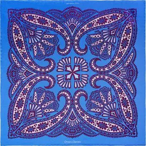 OTWAY & ORFORD Kaleidoscope' Paisley Silk Pocket Square In Burgundy & Cream. Full-size - Blue