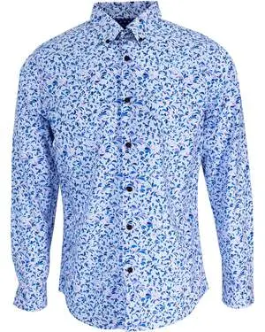 LORDS OF HARLECH Purple / Blue Mitchell Small Swirl Shirt In Lavender - Purple/blue