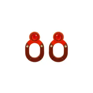 GISSA BICALHO Acrylic Stone Hoop And Pendant Earring Kit - Red