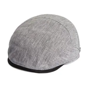 DASMARCA HATS Logan Linen Fitted Cap With Leather Peak - Grey