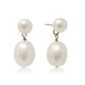 KIRI & BELLE Eloise Pearl Stud Drop Earrings - Gold