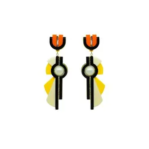 GISSA BICALHO Allamanda Acrylic Pendant Earrings - Yellow