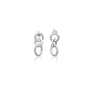 FV JEWELLERY Bijoux Triple Link Stud Earrings - Silver