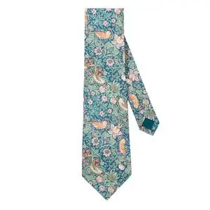 LE COLONEL Liberty Emerald Strawberry Thief Neck Tie - Green/red