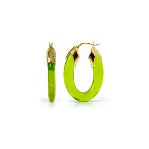 GOLD & HONEY Peridot Carved Oval Hoop Earrings - Green/gold