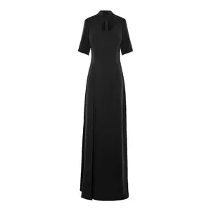 BLUZAT Cut-out Slit Maxi Dress - Black