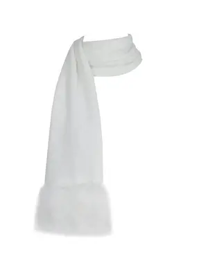 MISS CIRCLE NEW YORK Selma Wool-blend Ribbed Knit Scarf - White