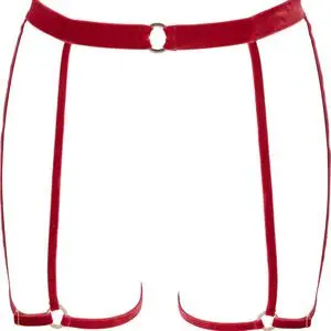 LES JUPONS DE TESS Guilty Velvet Suspenders - Red