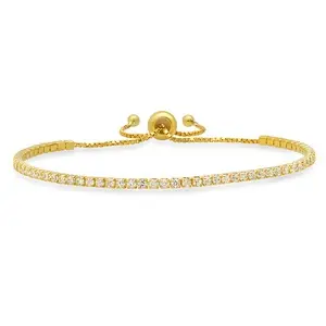 KYLIE HARPER Petite Cz Adjustable Tennis Bracelet - Gold