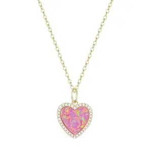 KAMARIA Opal Heart Pendant Necklace - Pink