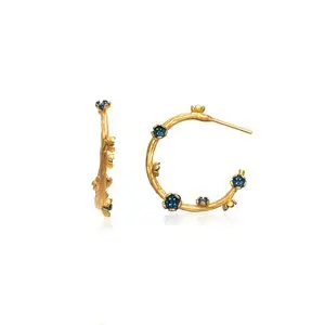MILOU JEWELRY Small Flower Hoop Earrings - Blue