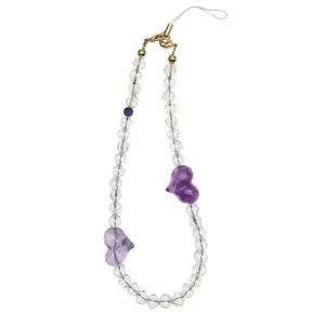 FARRA Heart-shaped Amethyst And White Quartz Attracting Wealth Phone Strap - Purple