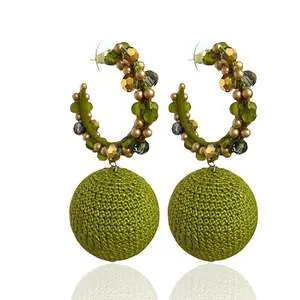 PINAR OZEVLAT Cluster Bon Bon Hoop Earrings - Green