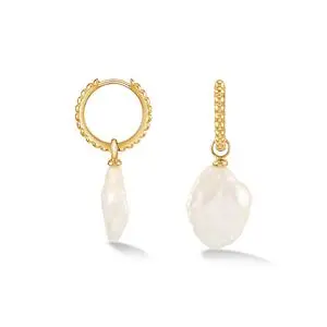DOWER & HALL Keshi Luna Pearl Huggie Hoop Earrings - Gold