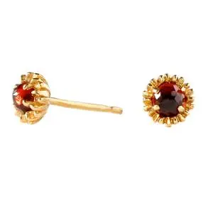 LEE RENEE Dahlia Bud Garnet Stud Earrings - Gold