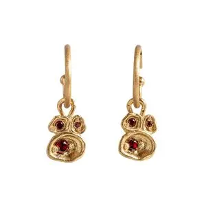 CLAIRE HILL DESIGNS Garnet Lichen Hoop Earrings - Gold