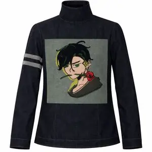 ZASTASTUDIO Denim Jacket With Anime Towel Artwork