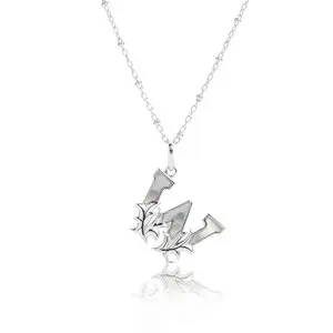 KASUN LONDON Initial Pendant Necklace With Mother Of Pearl - Silver