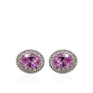 VINTOUCH ITALY Silver And Agate Stud Earrings - Silver/pink