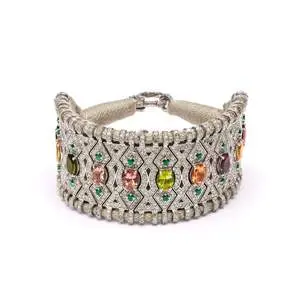 CARAVAN OF STONES Sand Pavé Diamond & Tourmaline Bracelet - Gray/pink