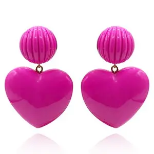 MICHAEL NASH JEWELRY Carved Resin Heart Drop Earrings - Pink