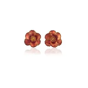 MILOU JEWELRY Petite Flower Stud Earrings - Orange