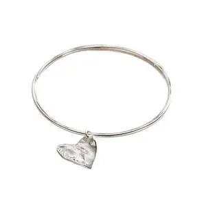 POSH TOTTY DESIGNS Fortune Heart Charm Bangle - Silver
