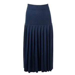 ZENZEE Silk Cashmere Pleated Midi Skirt