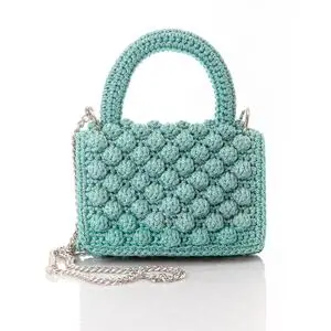 SPEIRA Mini Bubble Bag With Knitted Handle And Glitter Finish - Green