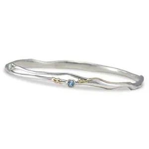 ISLA SILVER Topaz And Opal Bangle - Blue/white/silver