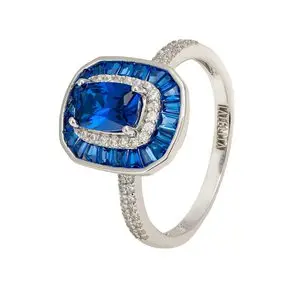 LATELITA Latelita Sterling Silver Sapphire And Cubic Zirconia Cocktail Ring Silver/white/blue