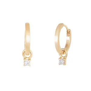 ZOHREH Diamond Charm Hoop Earrings - Gold