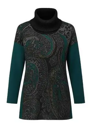CONQUISTA Long Sleeve Printed Turtleneck Top