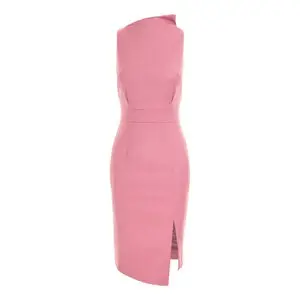 AVENUE N°29 Bodycon Midi Dress With Leg Slit - Pink