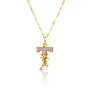 KASUN LONDON Plated T Initial Pendant Necklace - Gold