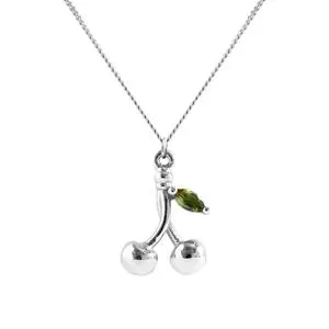 LEE RENEE Cherry Green Tourmaline Leaf Necklace - Silver