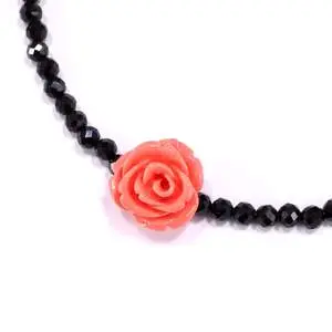 MINERALGEMS ✩ STUDIO Onyx Choker With Japanese Pink Coral Paste Rose - Pink/black