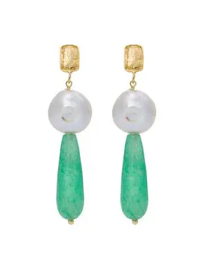 KYBELE STUDIO Verdant Bliss Earrings With Aventurine And Pearls