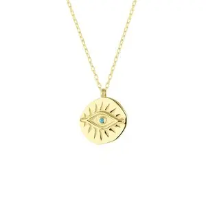 SPERO LONDON Eye Coin Sterling Silver Necklace - Gold