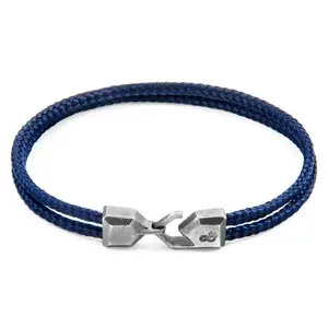 ANCHOR & CREW Cromer Silver And Rope Bracelet - Silver/blue
