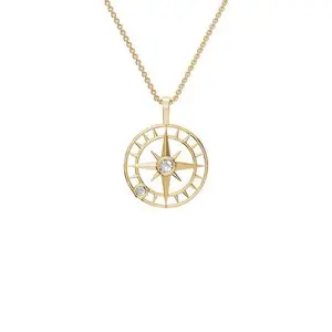 AYA FINE JEWELRY 14k Solid Gold Lab-grown Diamond Compass Pendant - Yellow