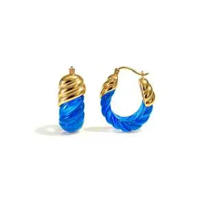 GOLD & HONEY Blue Topaz Lucite Hoop Earrings - Blue/gold