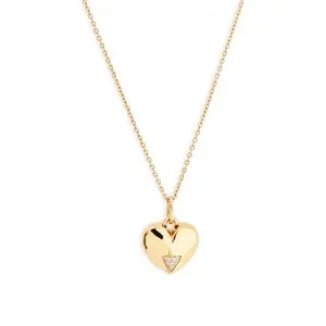 TOOLALLY Art Deco Hearts Pendant Vermeil & Cubic Zirconia - Gold